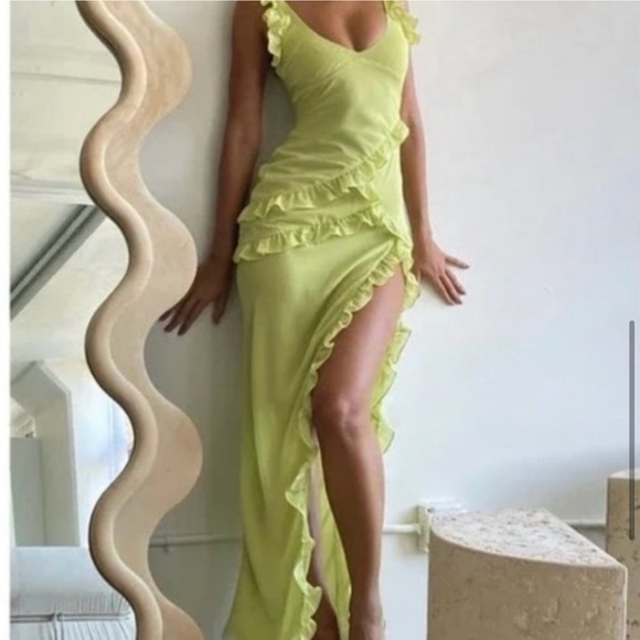 House of CB | Dresses | House Of Cb Pixie Lime Ruffle Maxi Dress | Poshmark